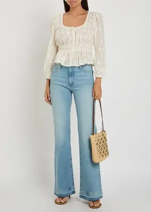 Paige Embroidered Cotton And Silk-blend Blouse - White