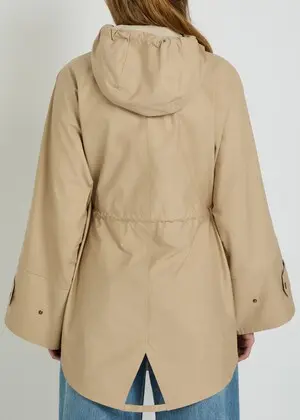 Moncler Cotton-blend Parka Coat With Logo Appliqu - Rust