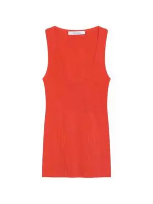 Max Mara Ribbed-knit Scoop-neck Top - Orange