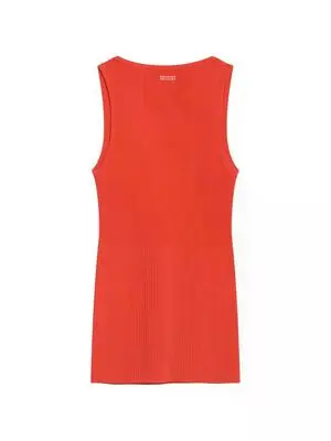 Max Mara Ribbed-knit Scoop-neck Top - Orange