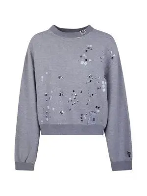 Mihara Yasuhiro Stud-embellished Distressed Sweatshirt - Grey