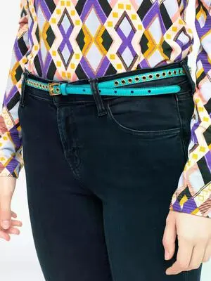 Prada Skinny Eyelet Belt - Blue