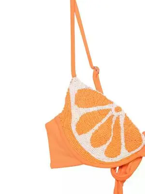 LESLIE AMON Slice Embellished Underwired Bikini Top - Orange