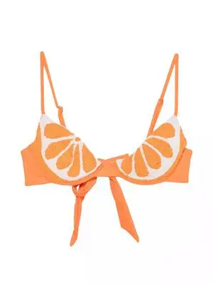 LESLIE AMON Embellished Slice Bikini Top - Orange