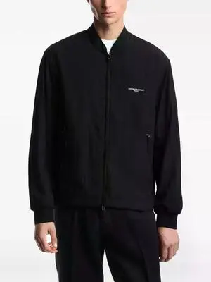 Emporio Armani Logo-embroidered Zip-up Jacket - Black