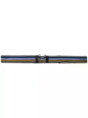 Prada Striped Clasp Buckle Belt - Black