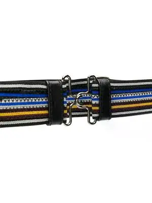 Prada Striped Clasp Buckle Belt - Black
