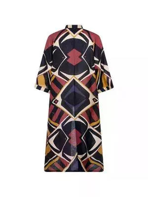 VOLANTIS Geometric-print Linen Kaftan