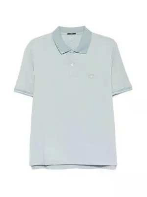 C.P. COMPANY Logo-patch Tipped-cuff Polo Shirt - Blue