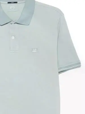 C.P. COMPANY Logo-patch Tipped-cuff Polo Shirt - Blue