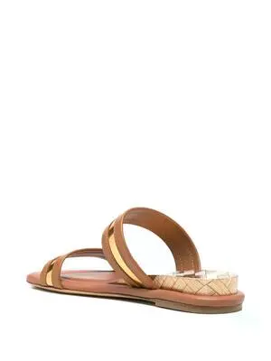 Casadei Florence Metallic-trimmed Leather Sandals