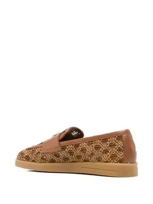 Casadei Woven Loafers With Logo Plaque - Brown