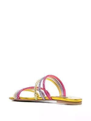 Casadei Crystal-embellished Metallic Sandals - Gold