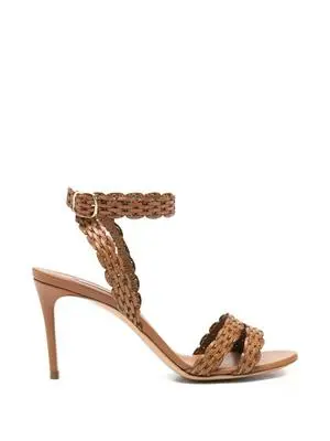 Casadei Julia Avenida Woven-strap Stiletto Sandals - Brown