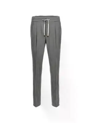 Brunello Cucinelli Herringbone Drawstring Trousers