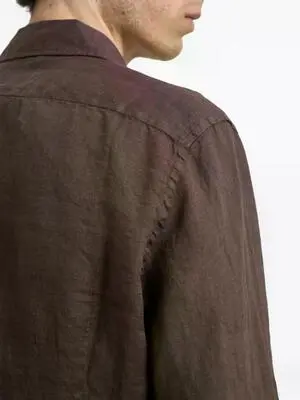 MC2 SAINT BARTH Long-sleeve Button-down Linen Shirt - Brown