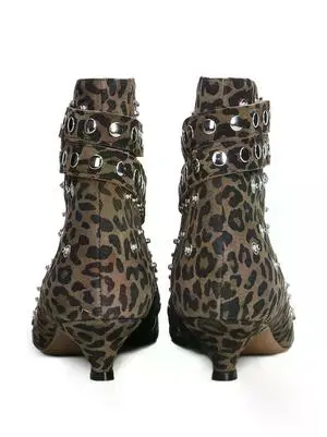 ALCHIMIA Leopard-print Studded Ankle Boots