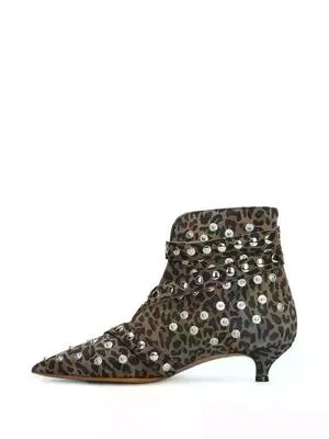 ALCHIMIA Leopard-print Studded Ankle Boots
