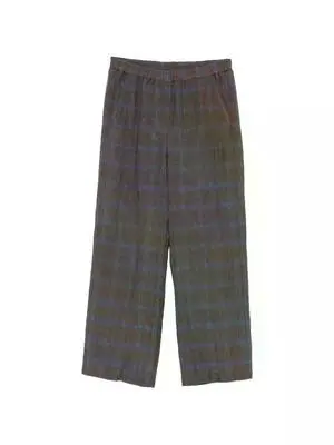 Check Pattern Wide Leg Trousers