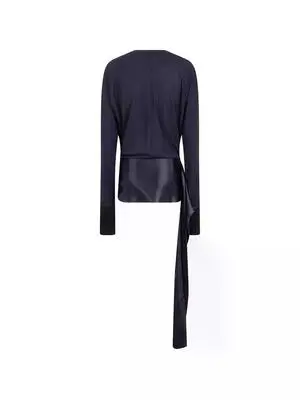 DARKPARK Satin-trim Long-sleeve Blouse - Blue