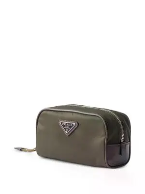 Prada Speedrock Re-nylon And Leather Pouch - Green