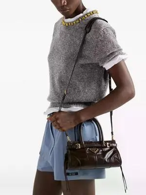 Prada Bonnie Leather Mini Handbag - Brown