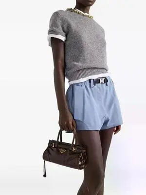 Prada Bonnie Leather Mini Handbag - Brown