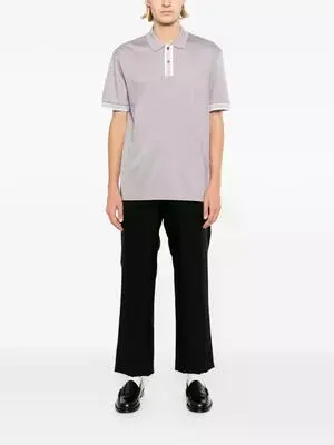 BOSS Striped-trim Polo Shirt In Mercerised Cotton - Purple