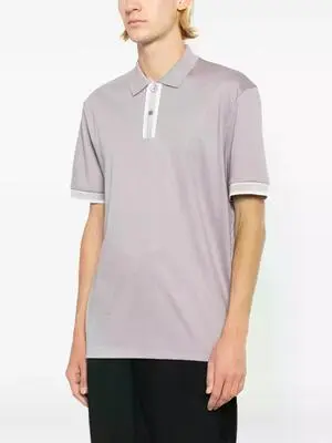 BOSS Striped-trim Polo Shirt In Mercerised Cotton - Purple
