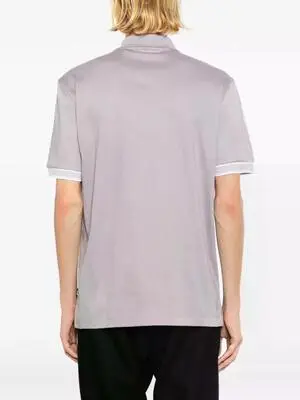 BOSS Striped-trim Polo Shirt In Mercerised Cotton - Purple