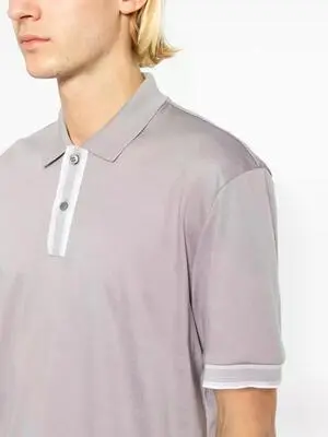 BOSS Striped-trim Polo Shirt In Mercerised Cotton - Purple
