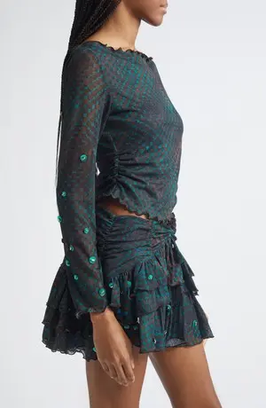 SIEDRES Elara Embellished Check Crop Top