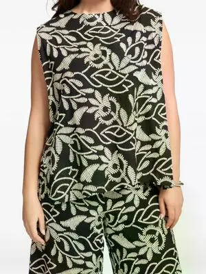 ELENA MIRÒ Leaf-embroidered Sleeveless Top