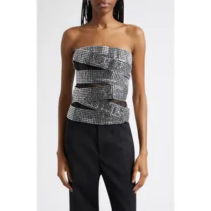 AREA Disco Ball Strapless Top - Black