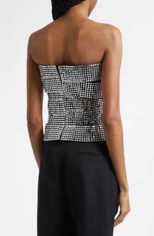 AREA Disco Ball Strapless Top - Black