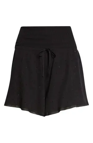 AREA Crystal Waist Cotton Jersey Shorts