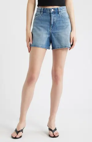 Mango Denim Straight-leg Shorts - Medium Blue