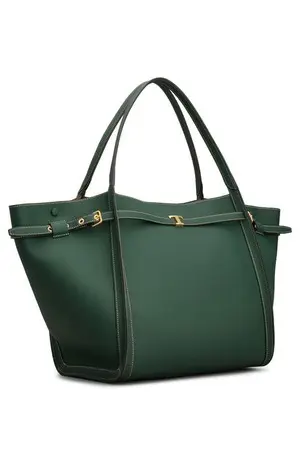 TOD'S Medium Leather T Timeless Shopping Bag - Sycamore