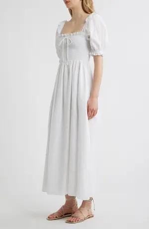 Hill House Home The Scarlett Nap Fit & Flare Midi Dress - White