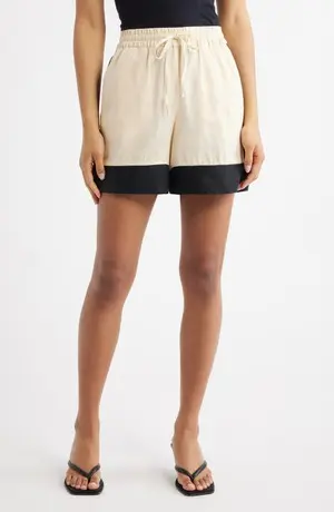 Mango Colorblock Linen Shorts