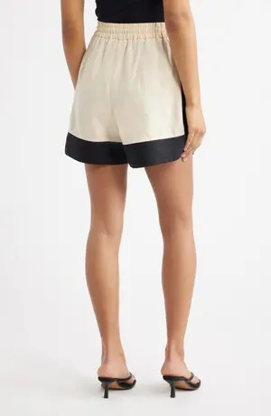 Mango Colorblock Linen Shorts