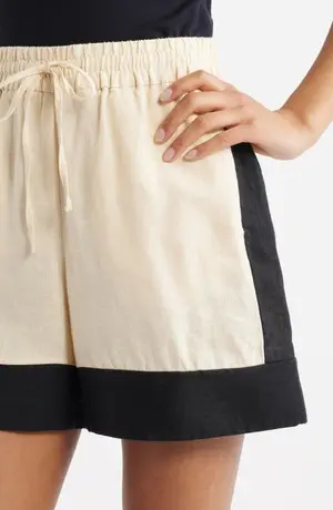 Mango Colorblock Linen Shorts