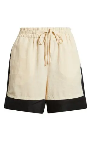 Mango Colorblock Linen Shorts