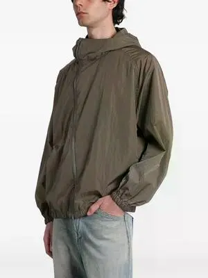 Attachment Asymmetric-zip Hooded Jacket - Brown