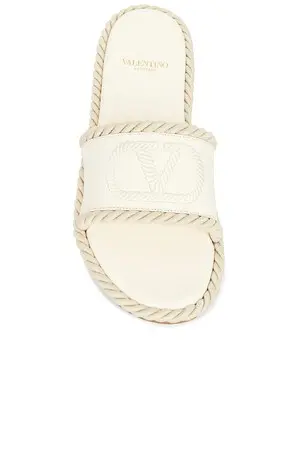 Valentino Garavani V Logo Torchon Slide Espadrilles - Ivory
