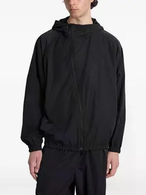 Attachment Asymmetric-zip Hooded Jacket - Black