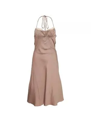 KENZIE KLAMBIE Halterneck Lace-trim Midi Dress - Pink