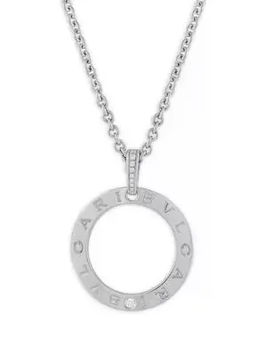 BVLGARI 18k White Gold Diamond Pendant Necklace - Silver