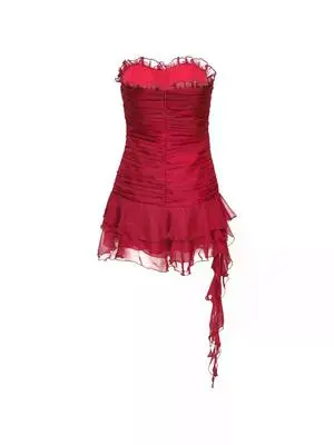 KENZIE KLAMBIE Ruched Ruffled Mini Dress