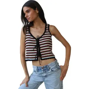 Callahan Crochet Tie Tank Top - Black